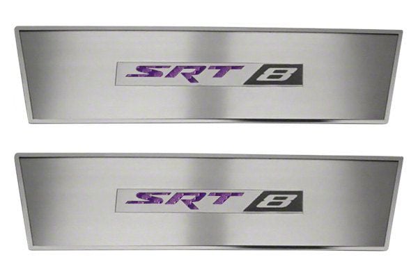 Challenger Stainless Door Badge Plate with SRT8 Logo; Purple Carbon ...