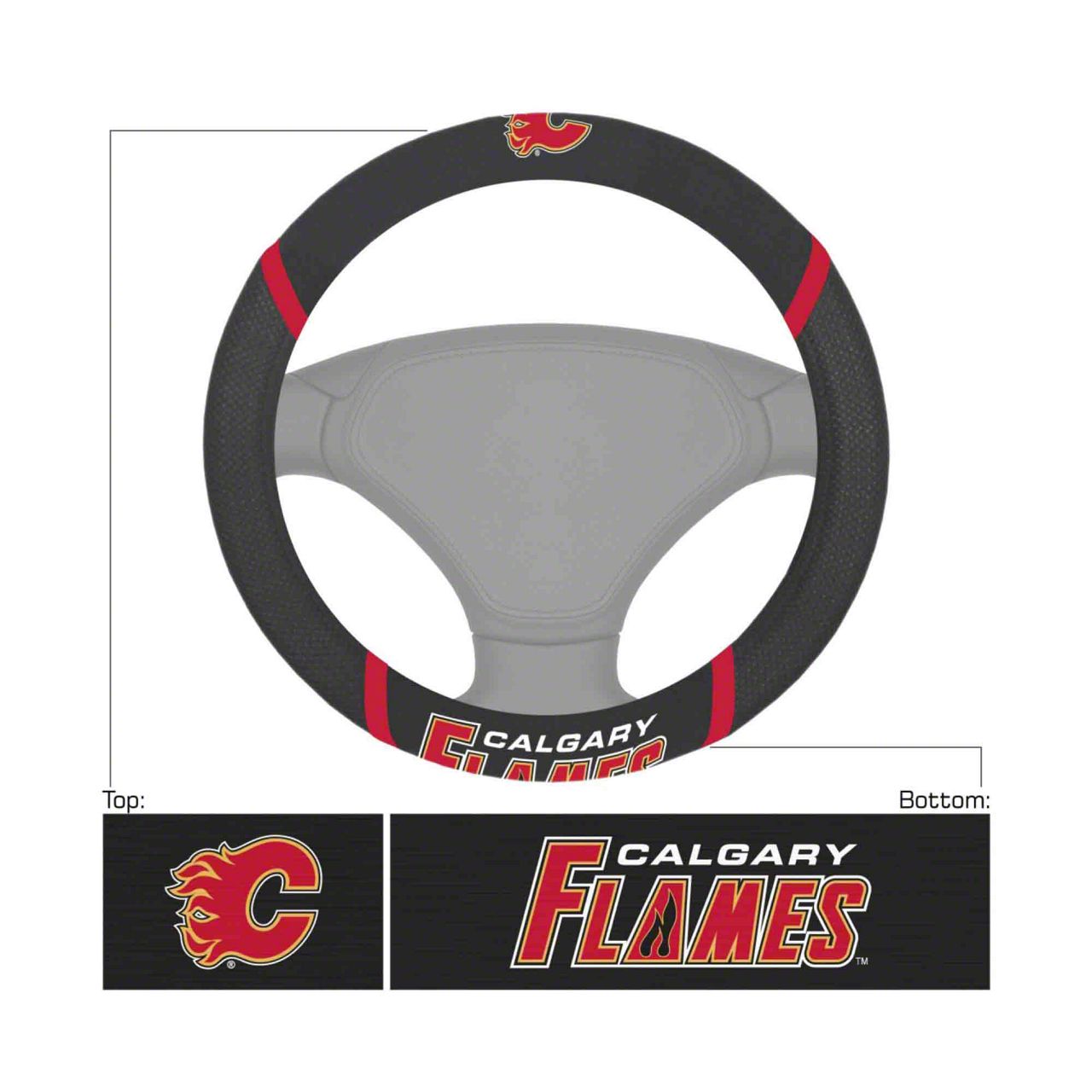 Challenger Steering Wheel Cover with Calgary Flames Flaming C Logo ...