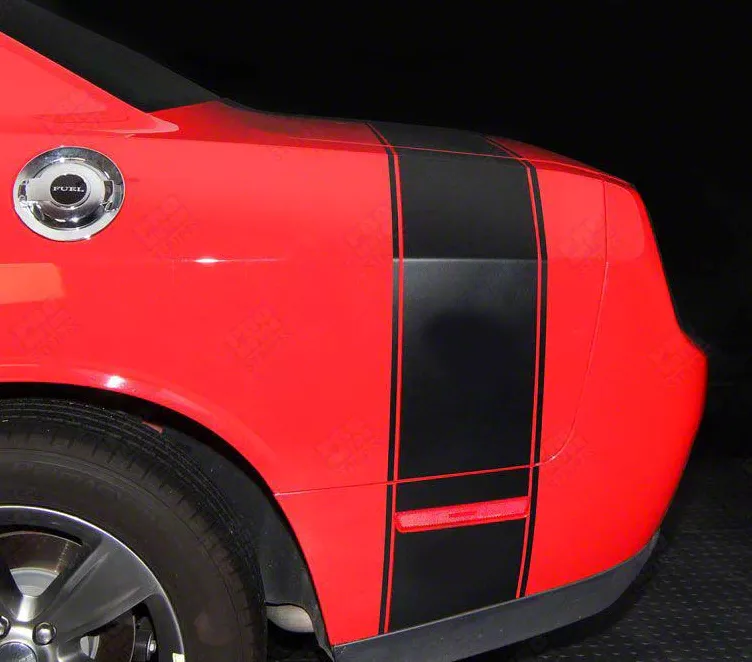 Challenger Super Bee Style Rear Stripes; Gloss Black (19-23 Challenger ...