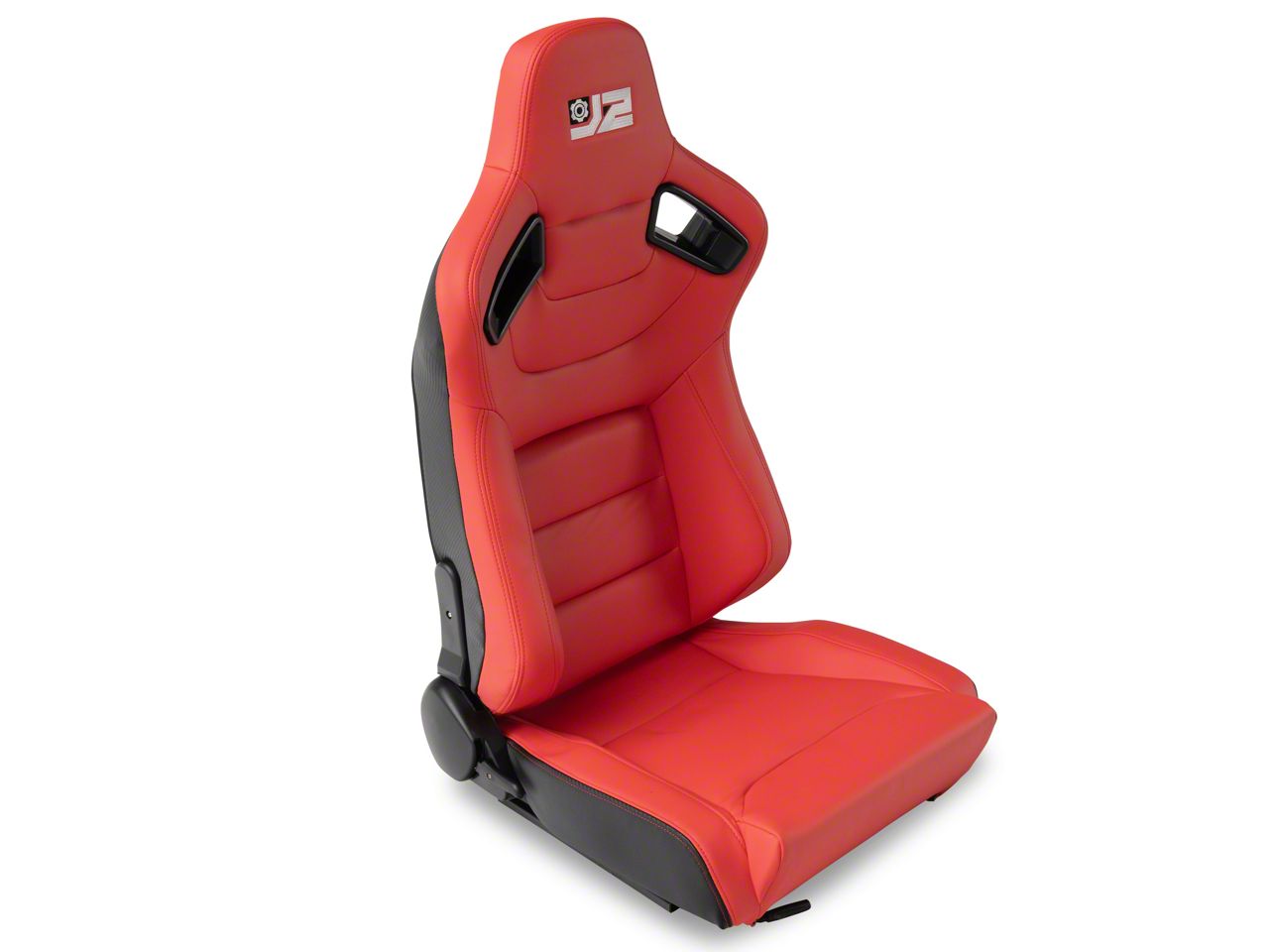 Challenger Synthetic Leather Racing Bucket Seats with Seat Sliders; Red ...
