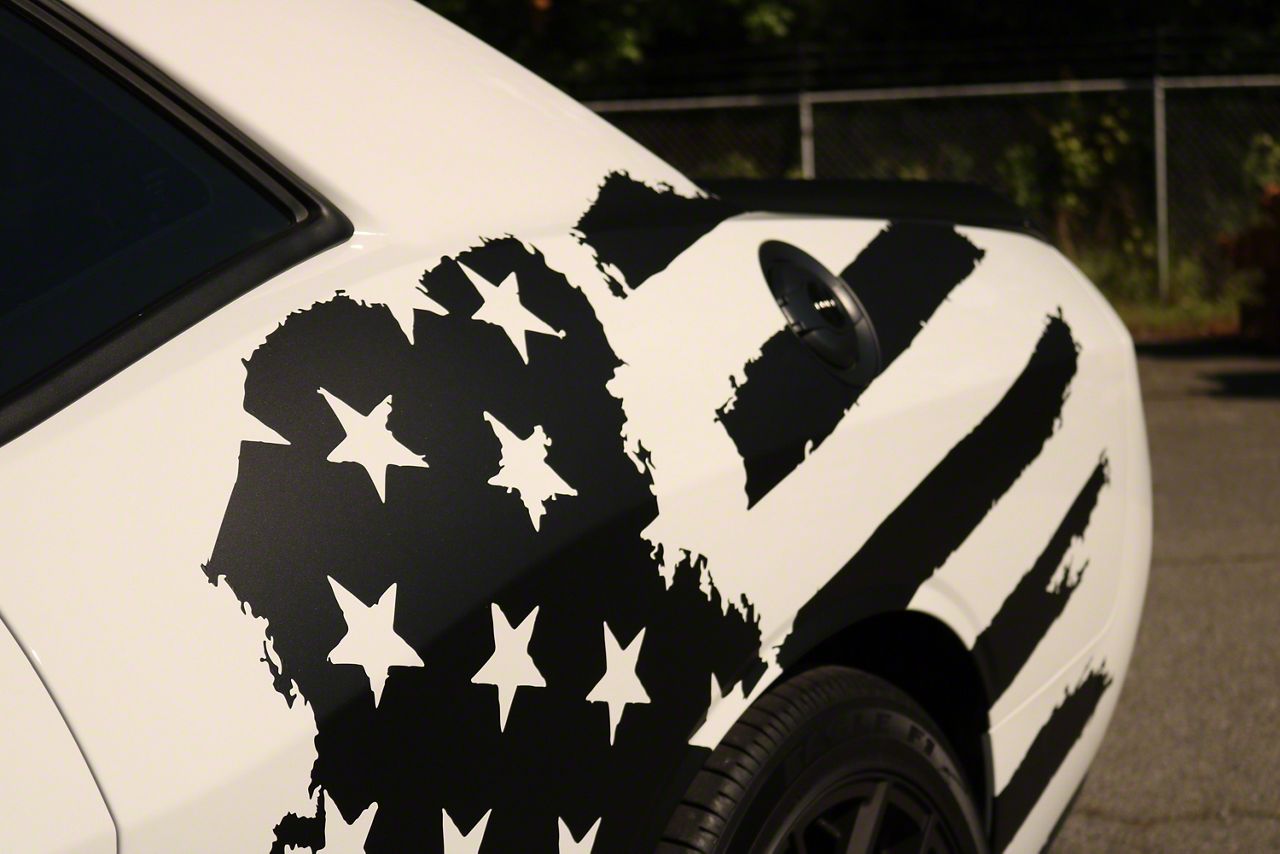 Challenger Tattered American Flag Body Graphic; Driver Side; Matte ...