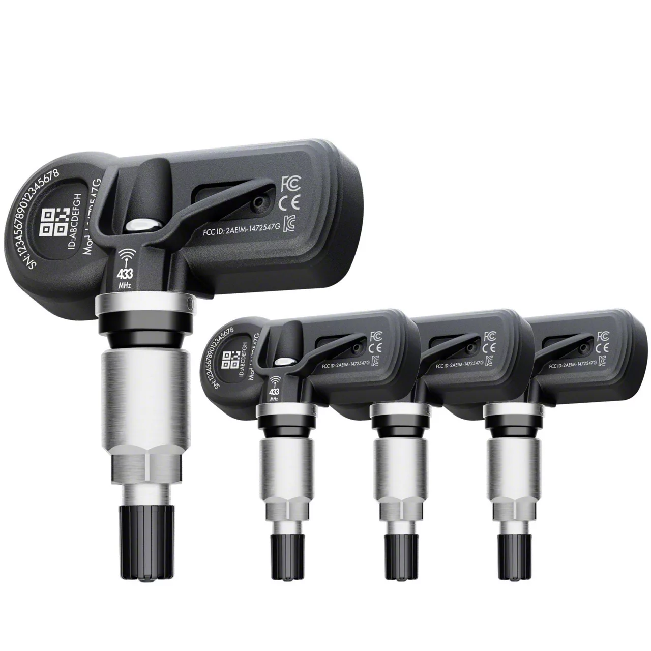 Challenger Valve Stem-Mounted TPMS Sensor with Metal Valve; Set of Four ...