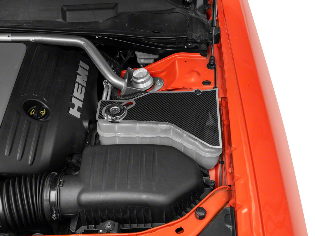 Challenger Water Tank Cover Top Plate; Carbon Fiber (11-23 V8 HEMI ...