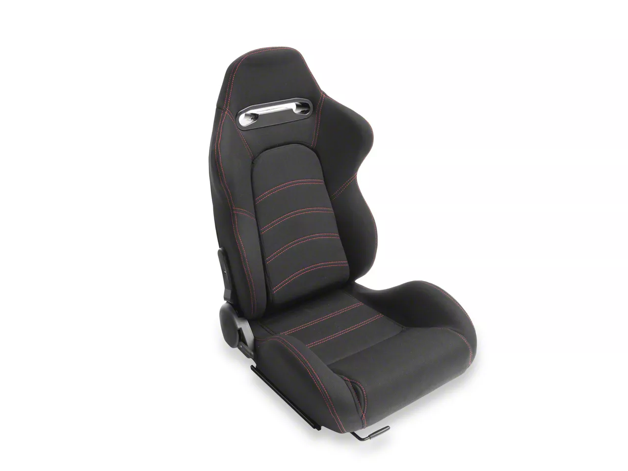 Challenger Woven Fabric Racing Bucket Seats with Seat Sliders; Black ...