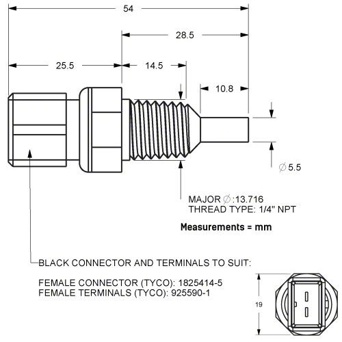 Charger 1/4-Inch NPT Coolant Temperature Sensor (Universal; Some ...