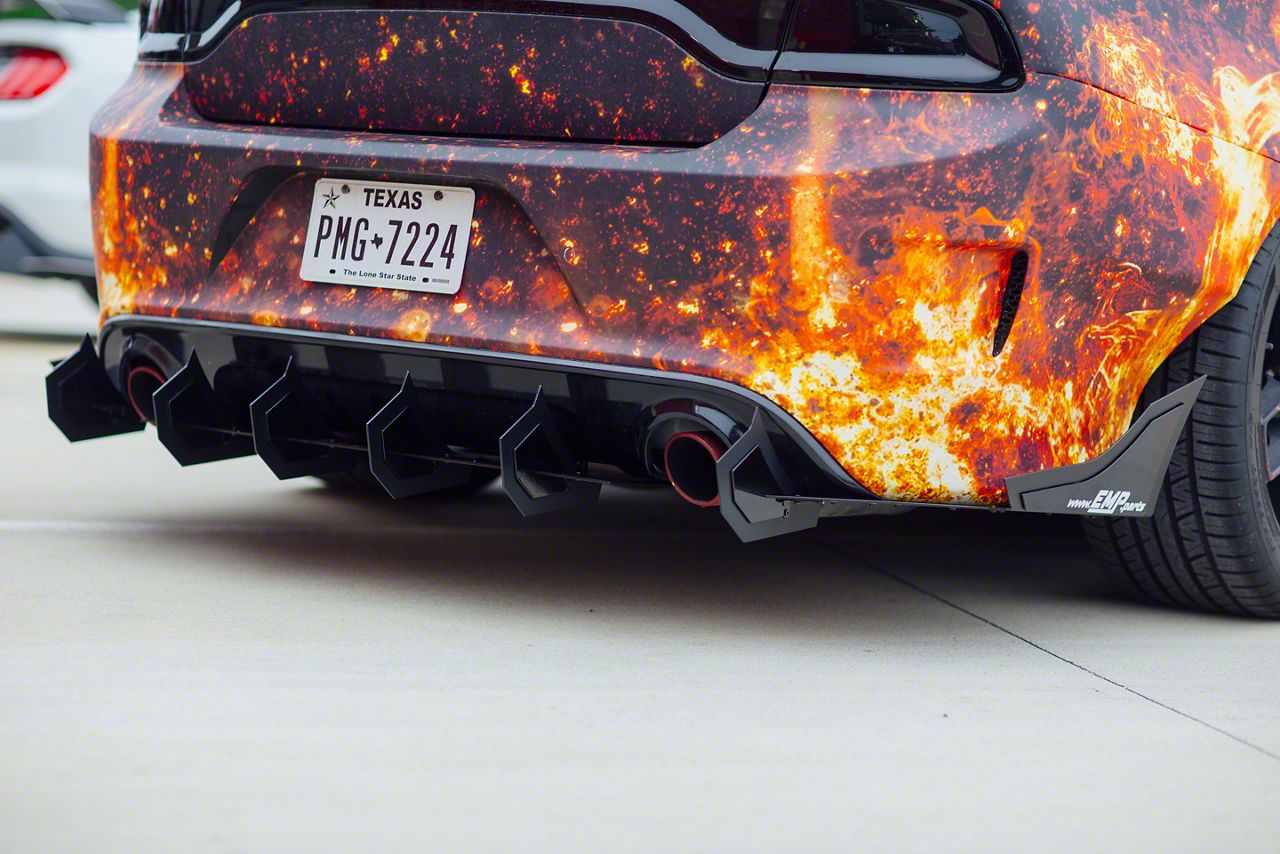 Charger Aluminum Rear Diffuser with Large Wing and Accent Pieces; Matte ...
