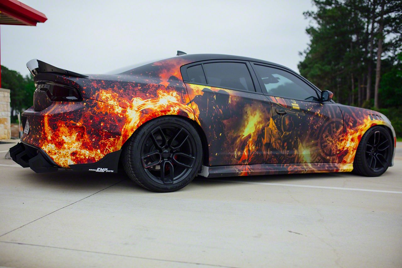 Charger Aluminum Rear Diffuser with Large Wing and Accent Pieces; Matte ...