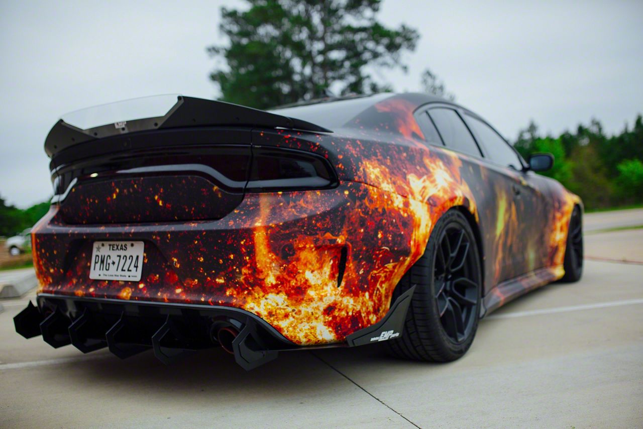 Charger Aluminum Rear Diffuser with Large Wing and Accent Pieces; Matte ...