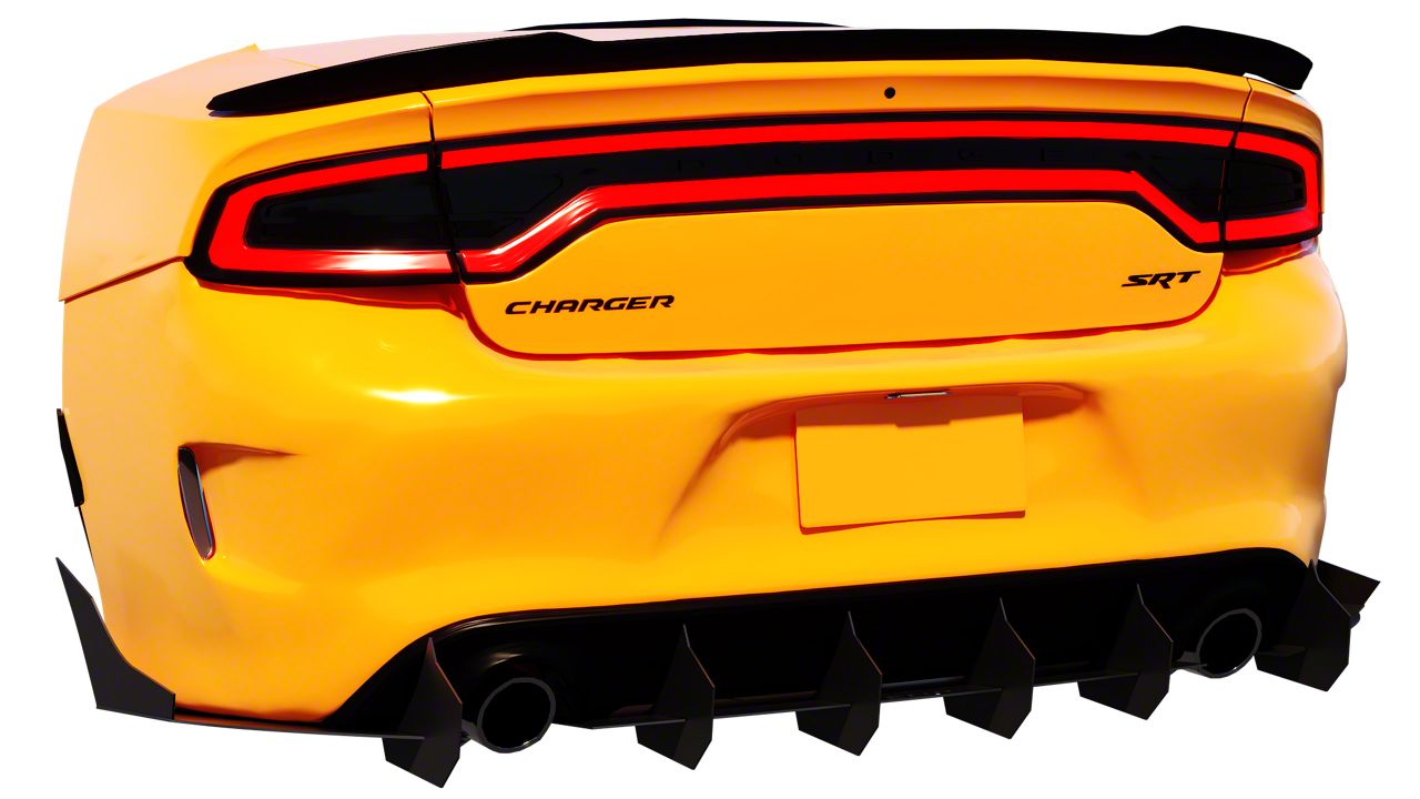 Charger Aluminum Rear Diffuser with Large Wing; Matte Black (15-23 ...