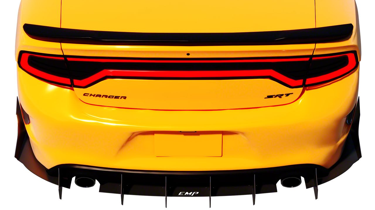 Charger Aluminum Rear Diffuser with Large Wing; Matte Black (15-23 ...