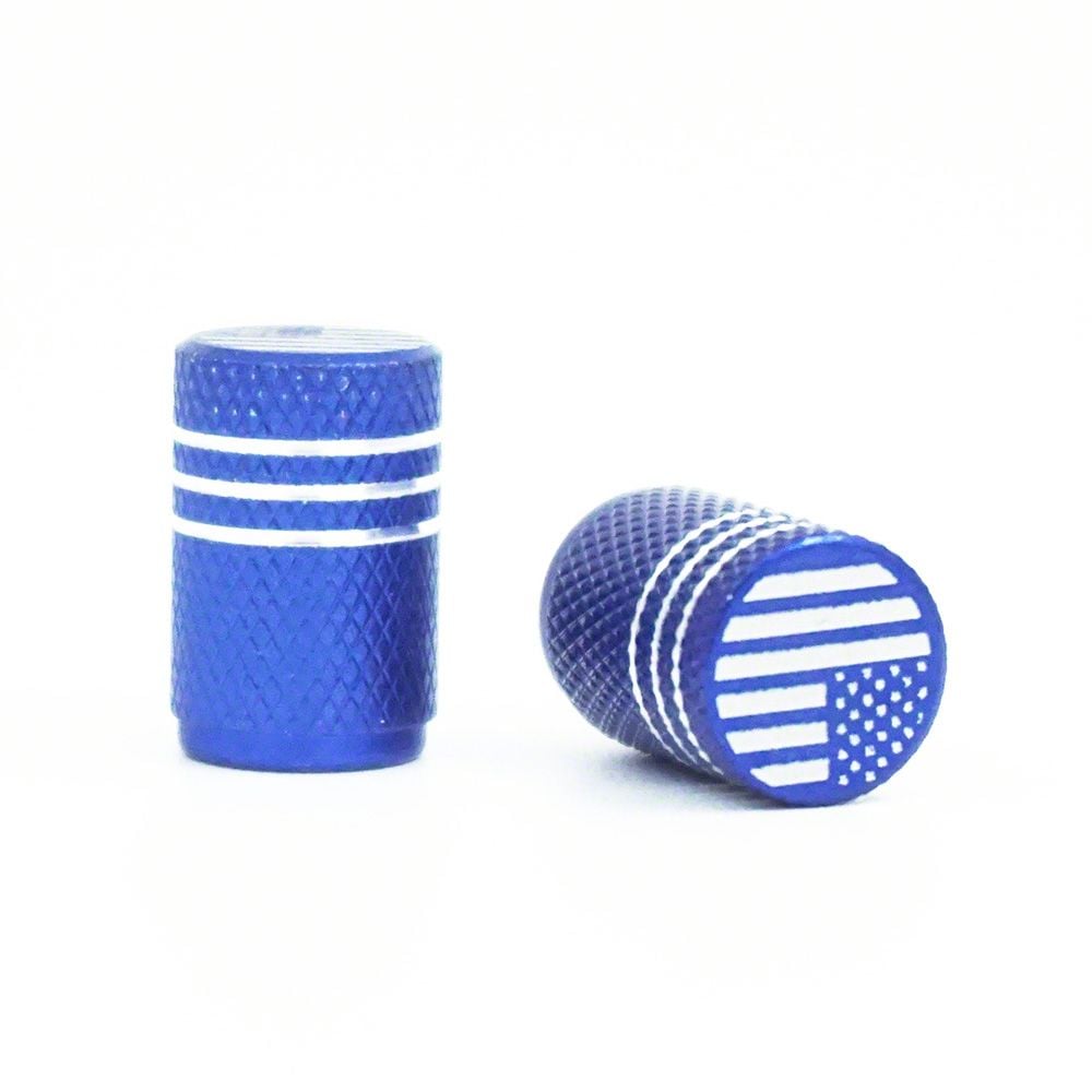 Charger Aluminum Valve Stem Cap with Flag; Blue (Universal; Some ...