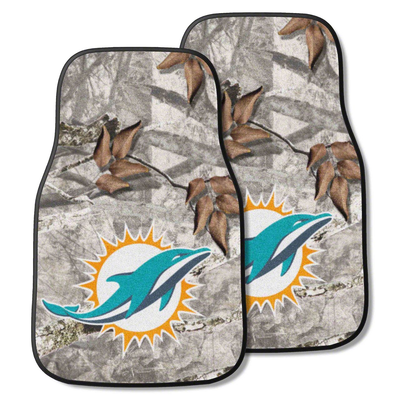 Charger Carpet Front Floor Mats with Miami Dolphins Logo; Camo ...