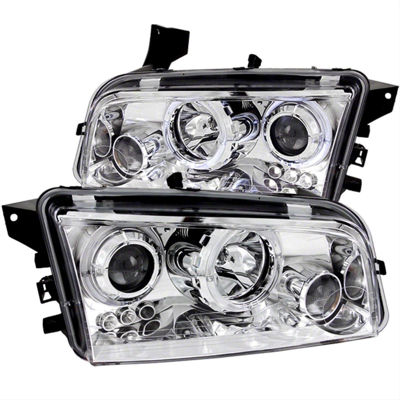 Charger CCFL Halo Projector Headlights; Chrome Housing; Clear Lens (06 ...