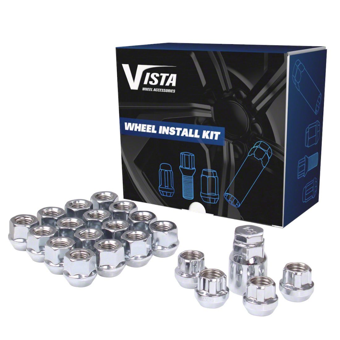 Charger Chrome Open Acorn Lug Nuts for Aftermarket Wheels; M14x1.5; Set ...