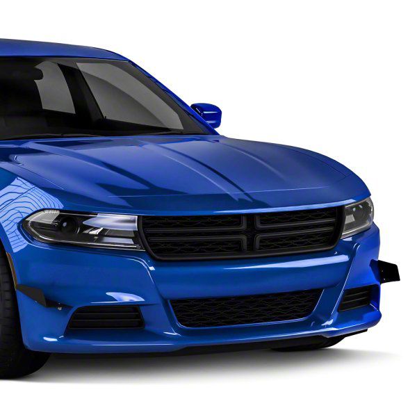 Charger CR2 Front Bumper Canards; Satin Black Ice (15-23 Charger SXT ...