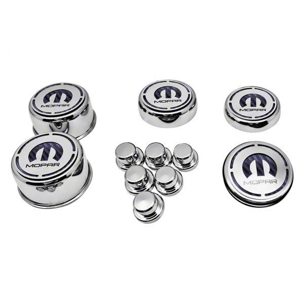 Charger Deluxe Engine Caps with MOPAR Logo; Black Carbon Fiber (12-23 6 ...