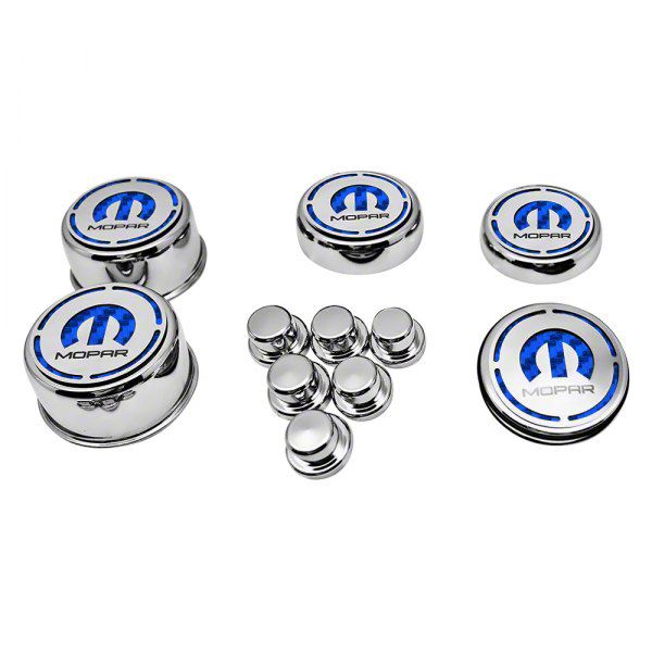Charger Deluxe Engine Caps with MOPAR Logo; Blue Carbon Fiber (12-23 6 ...