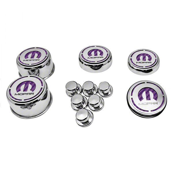 Charger Deluxe Engine Caps with MOPAR Logo; Purple Carbon Fiber (08-23 ...