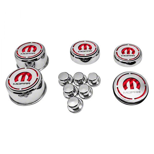Charger Deluxe Engine Caps with MOPAR Logo; Red Carbon Fiber (08-23 5 ...