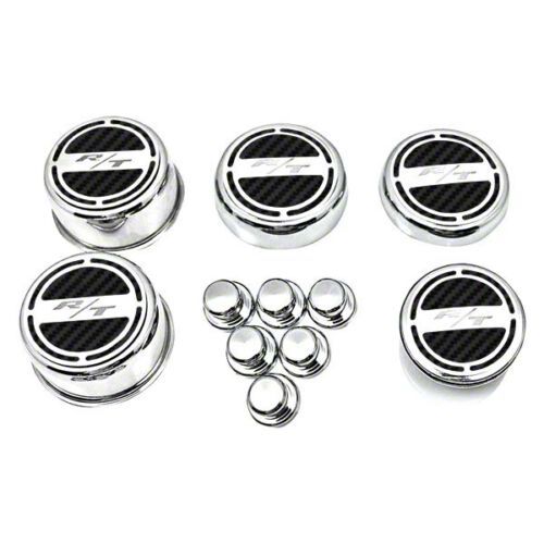 Charger Deluxe Engine Caps with R/T Logo; Black Carbon Fiber (08-23 5 ...
