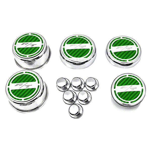 Charger Deluxe Engine Caps with R/T Logo; Green Carbon Fiber (08-23 5 ...