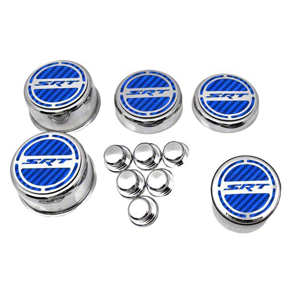 Charger Deluxe Engine Caps with SRT Logo; Blue Carbon Fiber (12-23 6.4L ...