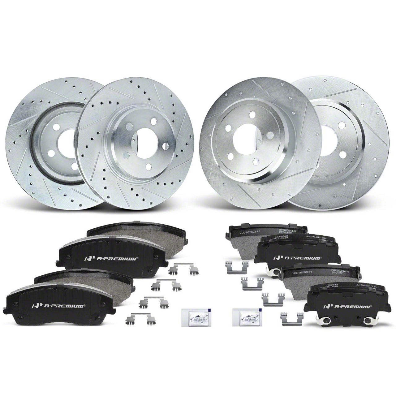 Charger Drilled and Slotted Brake Rotor and Pad Kit; Front and Rear (06 ...