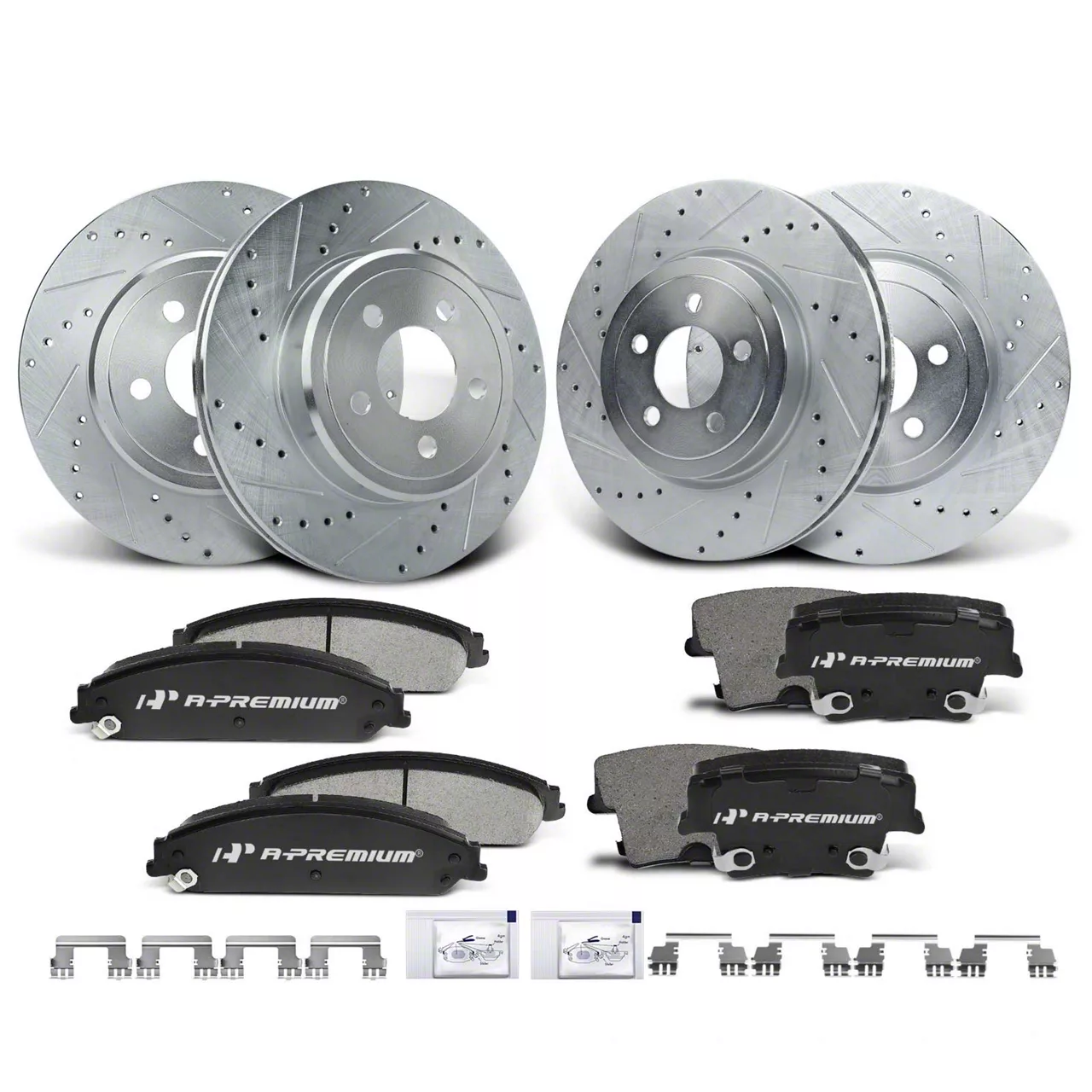 Charger Drilled and Slotted Brake Rotor and Pad Kit; Front and Rear (06 ...