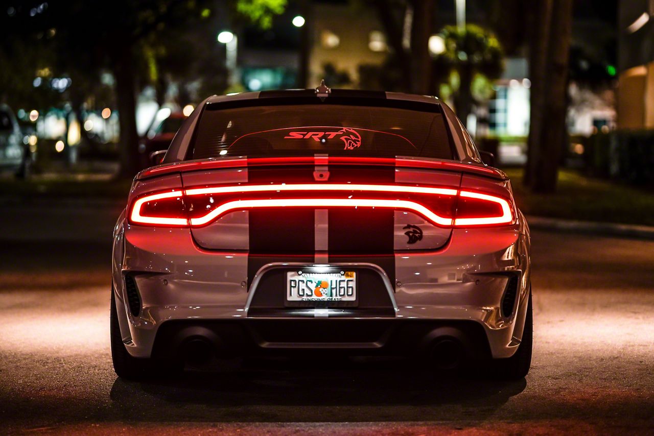 Charger Glow Plate with Hellcat Logo; Clear; Red Lighting Kit (06-23 ...