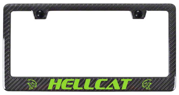 Charger Hellcat Carbon Fiber License Plate Frame; Green (Universal ...