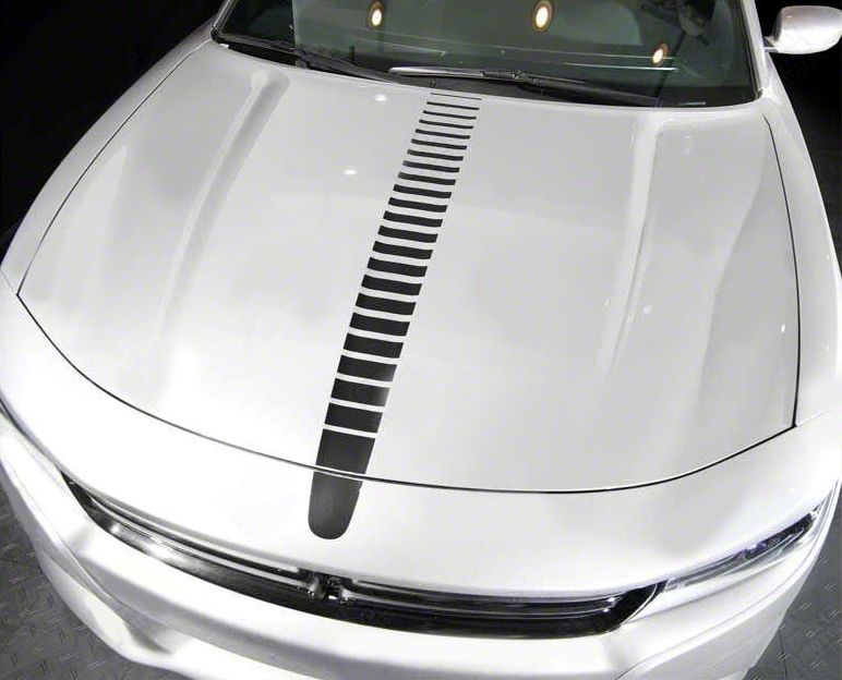 Charger Hood Center Accent Decal Stripe; Gloss Black (15-18 Charger ...