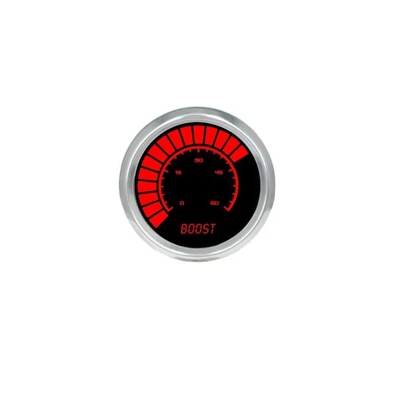 Charger LED Digital Boost Gauge with Chrome Bezel; 2-1/16-Inch; Red; 0 ...