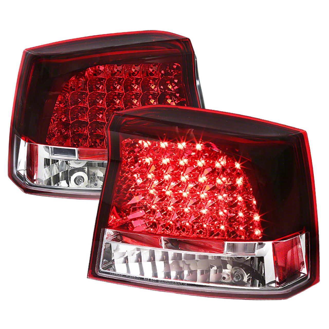 Charger LED Tail Lights; Chrome Housing; Clear Lens (06-08 Charger ...