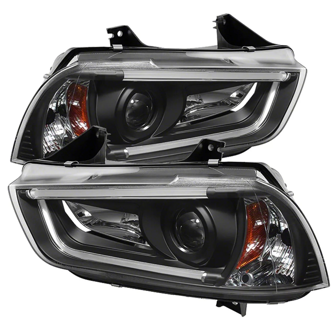 Charger Signature Series Light Tube DRL Projector Headlights; Black ...