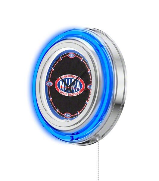 Charger NHRA Double Neon 15-Inch Clock; Blue Neon - Free Shipping