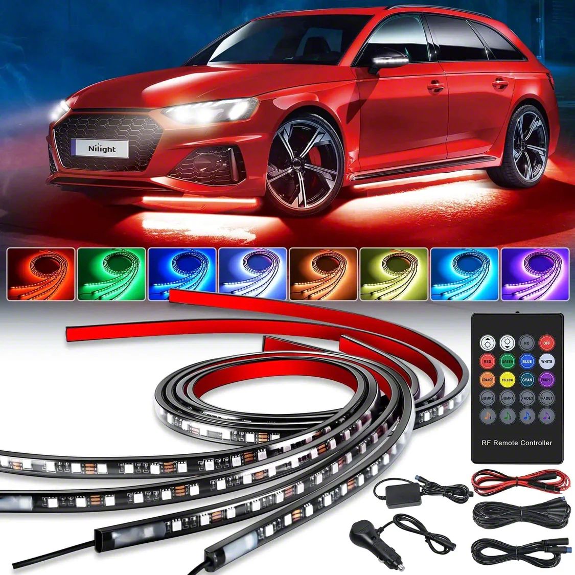 Charger RGB Underglow Neon LED Strip Lights; 4-Piece (Universal; Some ...