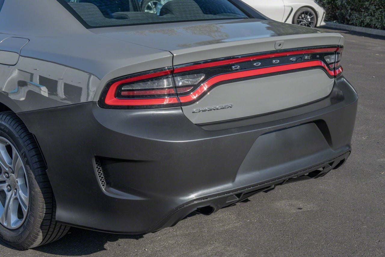 Charger SRT Style Rear Bumper; Primed Black (15-23 Charger, Excluding ...
