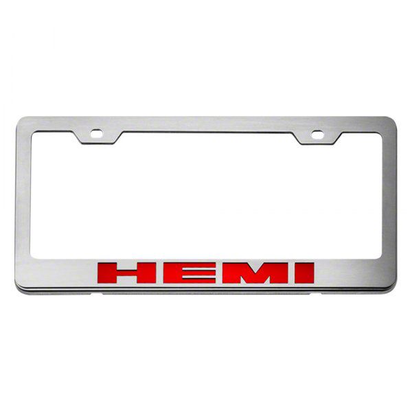 Charger Stainless Steel HEMI License Plate Frame; Solid Bright Red ...
