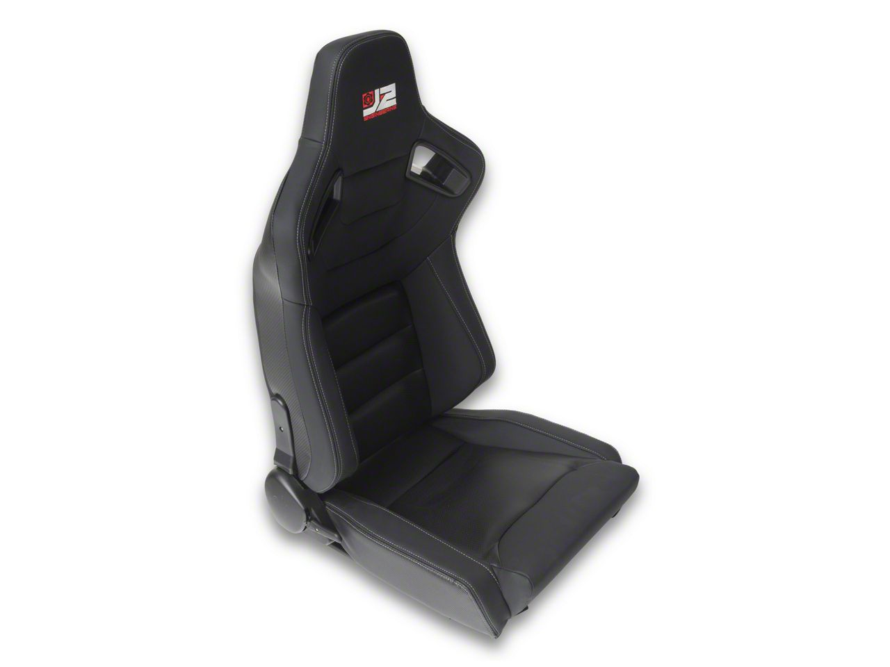 Charger Synthetic Leather Racing Bucket Seats with Seat Sliders; Black ...
