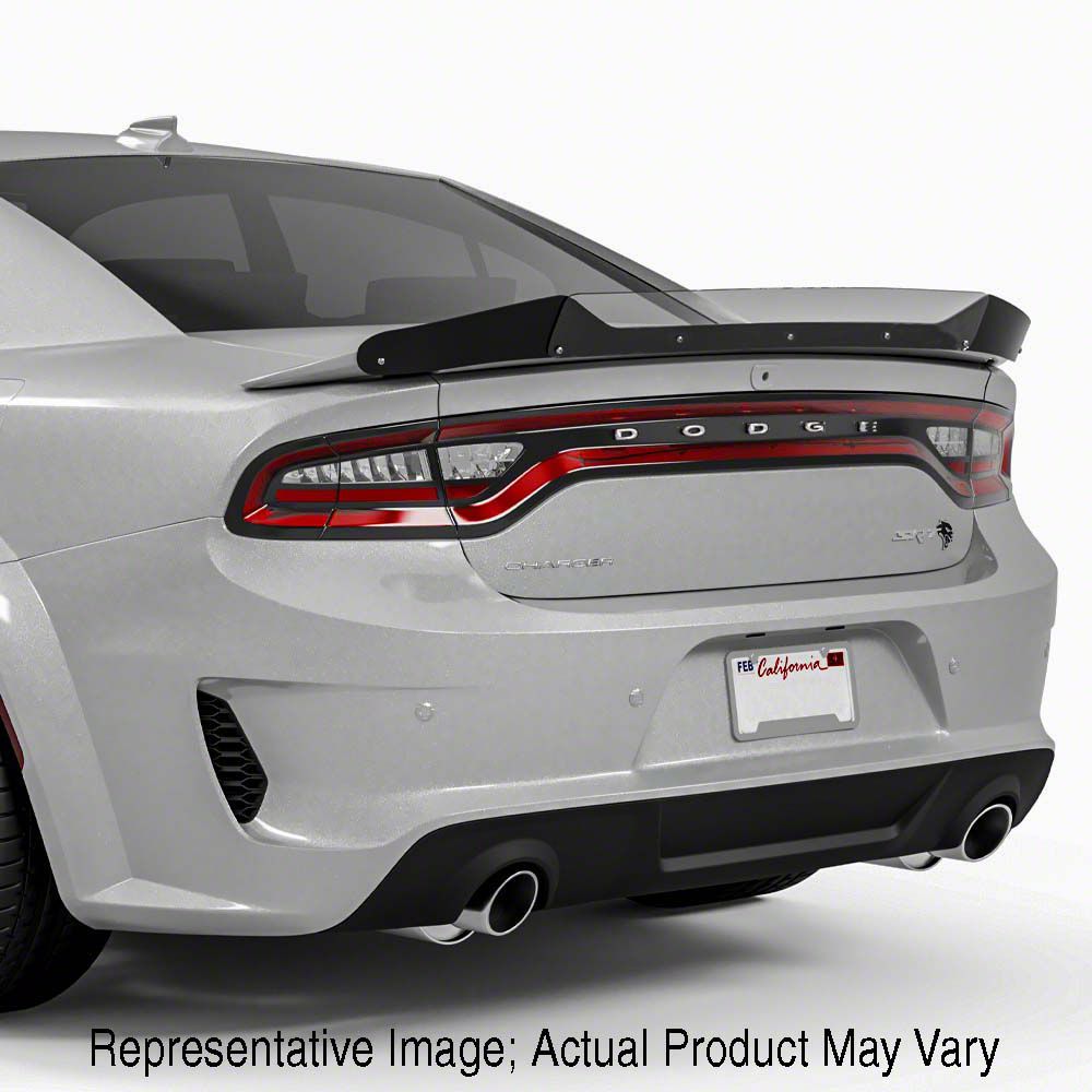 Charger V1R Wicker Bill Rear Spoiler; Satin Black Ice Vinyl (15-23 ...