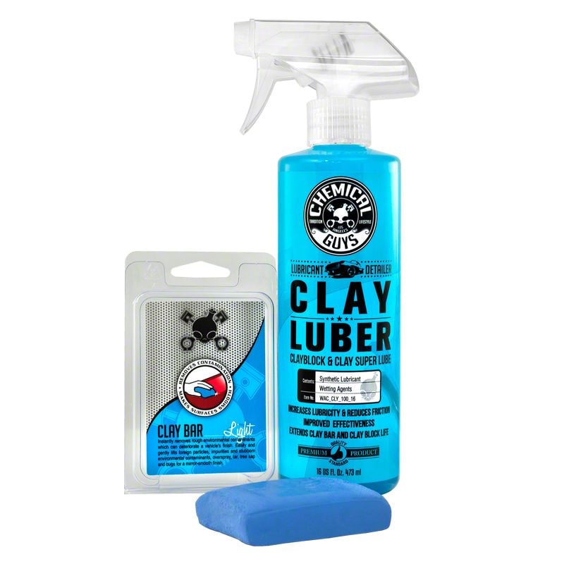 Chemical Guys Mustang Clay Bar and Luber Synthetic Lubricant Kit; Light ...