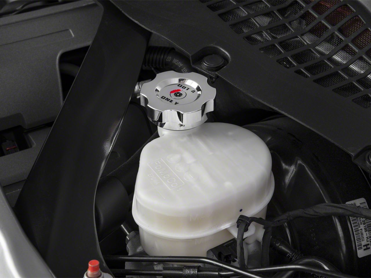 SpeedForm Mustang Modern Billet Brake Fluid Cap Cover; Chrome 390090 ...