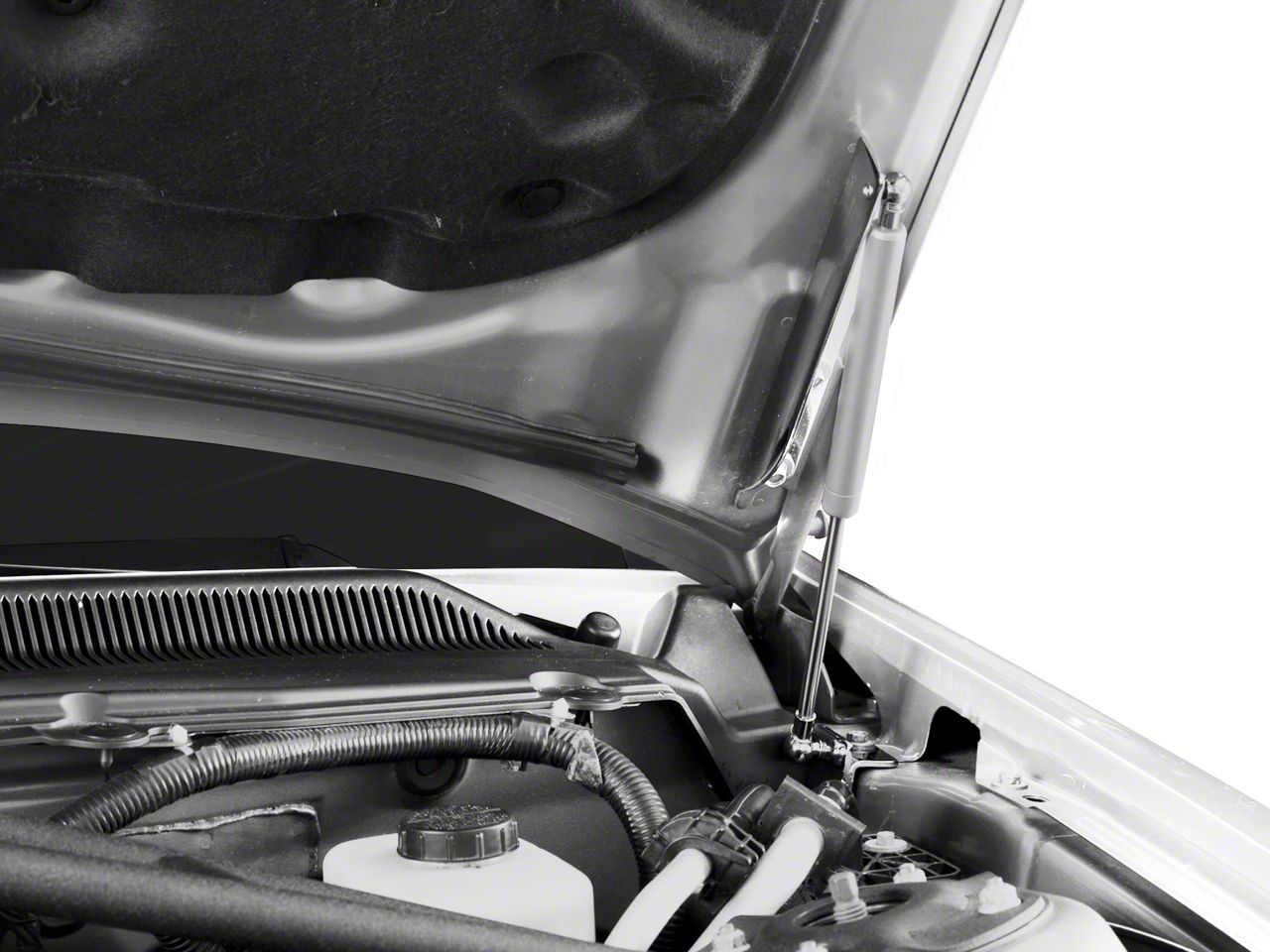 MMD Mustang Bolt On Hood Strut Kit; Chrome 41283 (05-14 Mustang) - Free ...