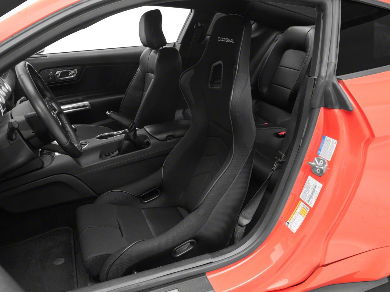 Corbeau Mustang DFX Seat; Black Vinyl/Cloth/Black Piping 34901BP (79-25 ...