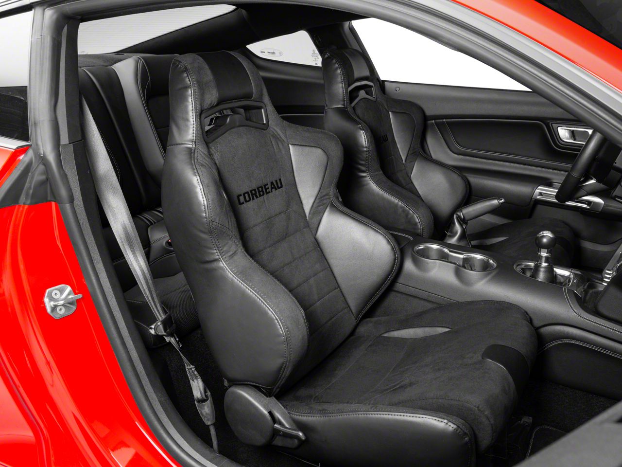Corbeau Mustang LG1 Racing Seats; Black Suede; Pair S25501 (Universal ...