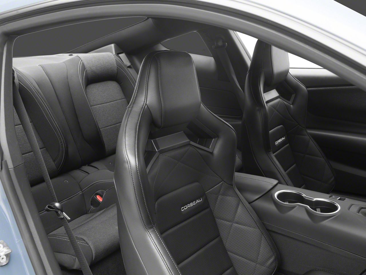Corbeau Mustang Sportline RRX Reclining Seats; Black Vinyl/Black HD ...