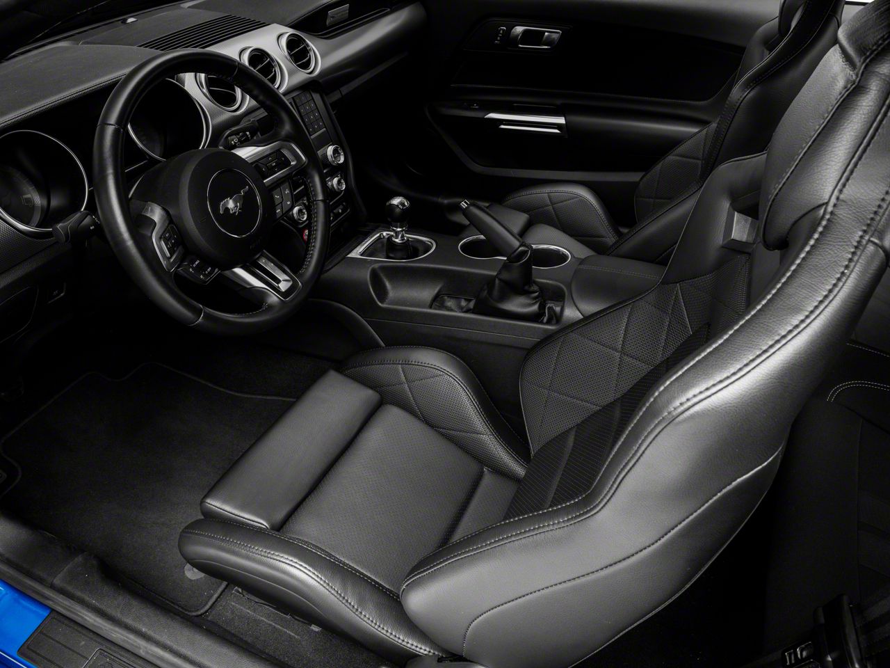 Corbeau Mustang Sportline RRX Reclining Seats; Black Vinyl/Black HD ...