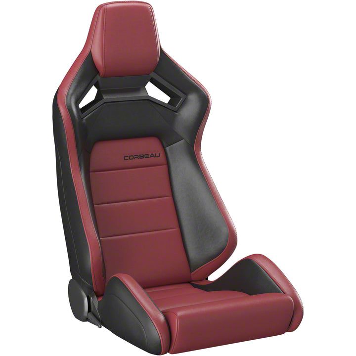 Corbeau Mustang Sportline RRX Reclining Seats; Black Vinyl/Burgundy ...