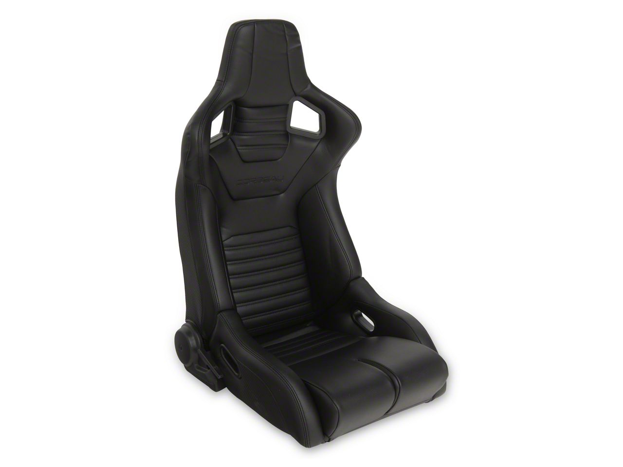 Corbeau Mustang Sportline RRB Reclining Seats; Black Vinyl/Carbon Vinyl ...