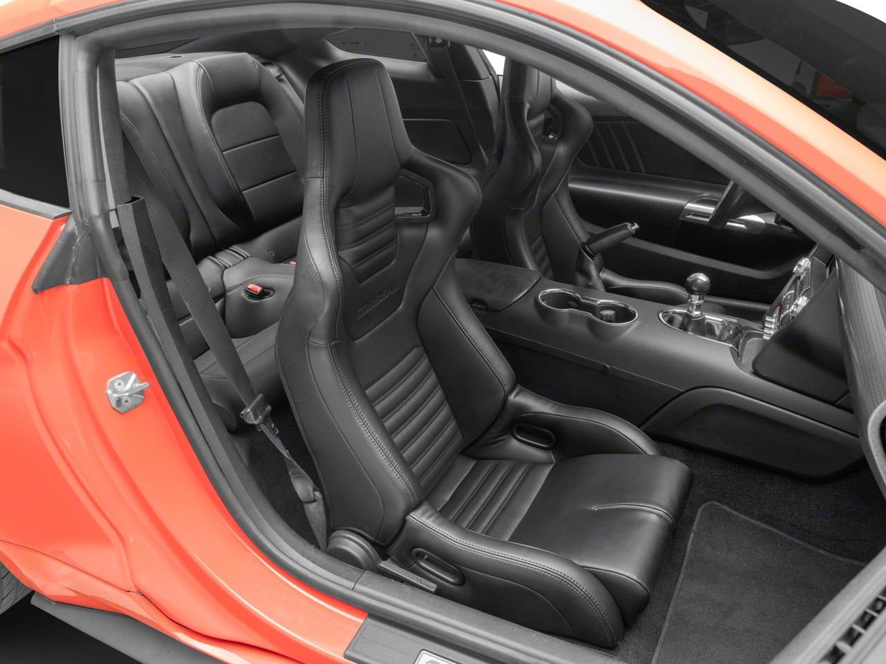 Corbeau Mustang Sportline RRB Reclining Seats; Black Vinyl/Carbon Vinyl ...